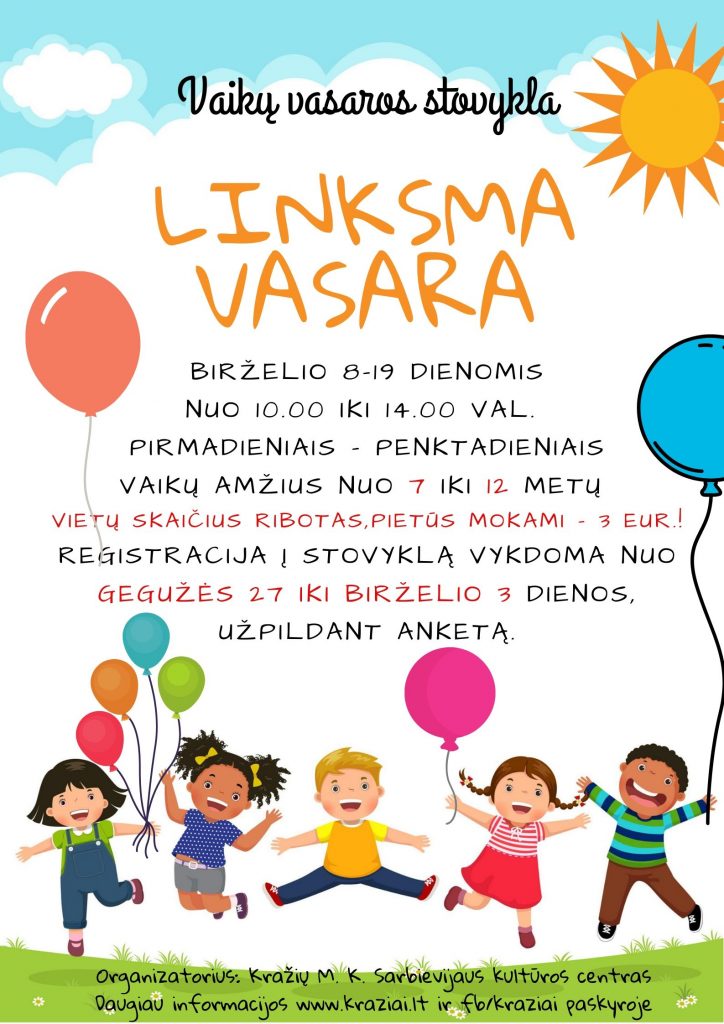 Vaikų vasaros stovykla „Linksma vasara“ – Kražių M. K. Sarbievijaus ...